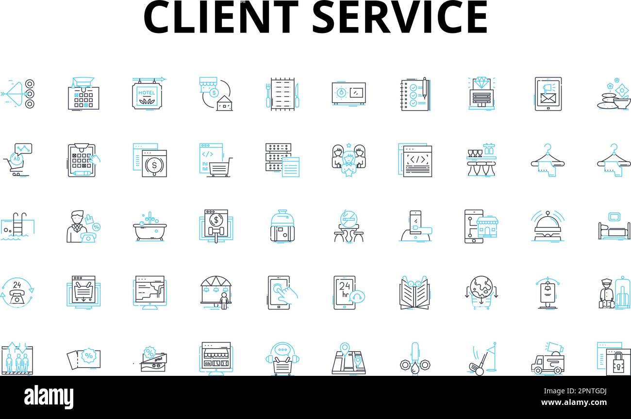 Client service linear icons set. Support, Help, Assistance, Compassion ...