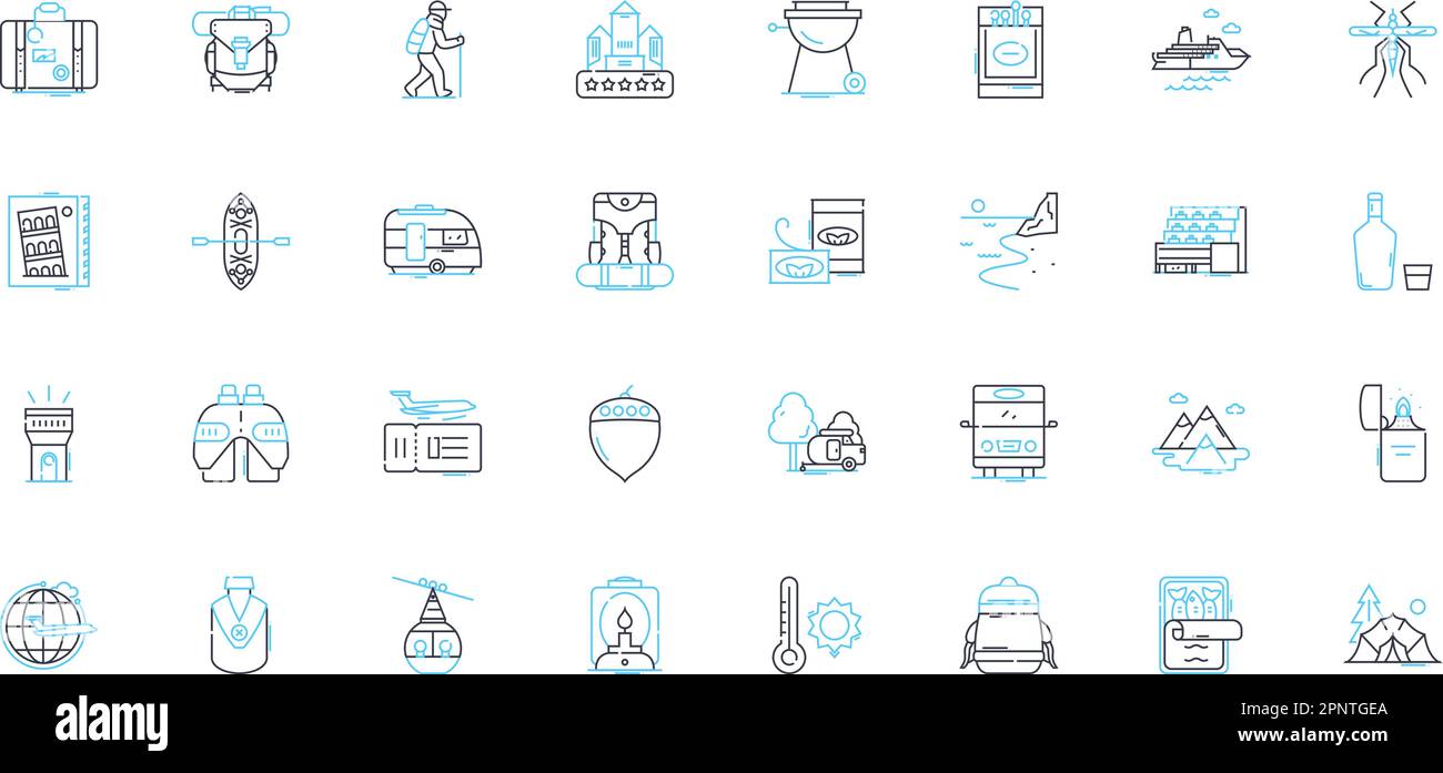Rambling linear icons set. Strolling, Wandering, Meandering, Roaming ...