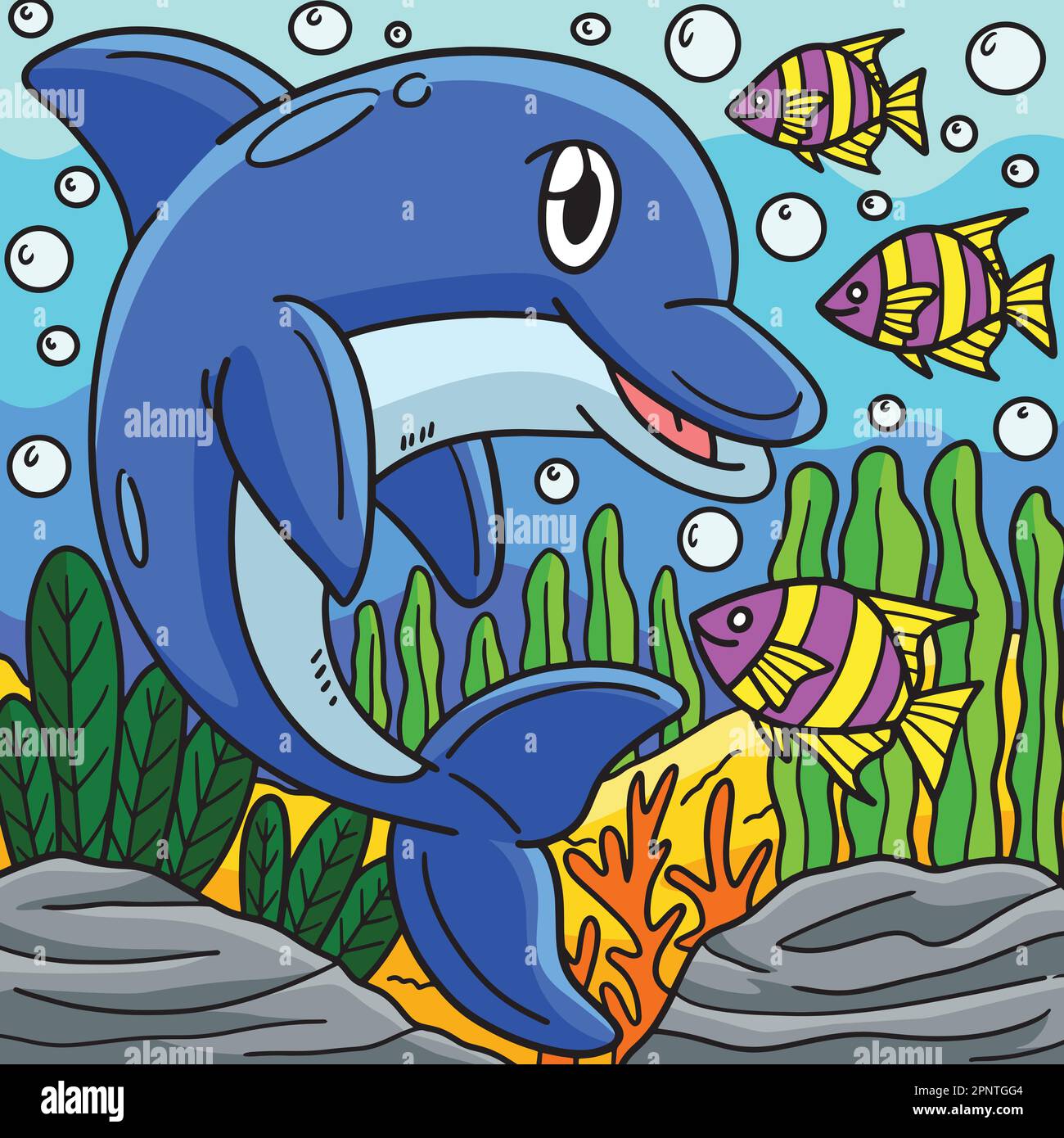 Dolphin Animal Colored Cartoon Illustration Stock Vector Image & Art ...