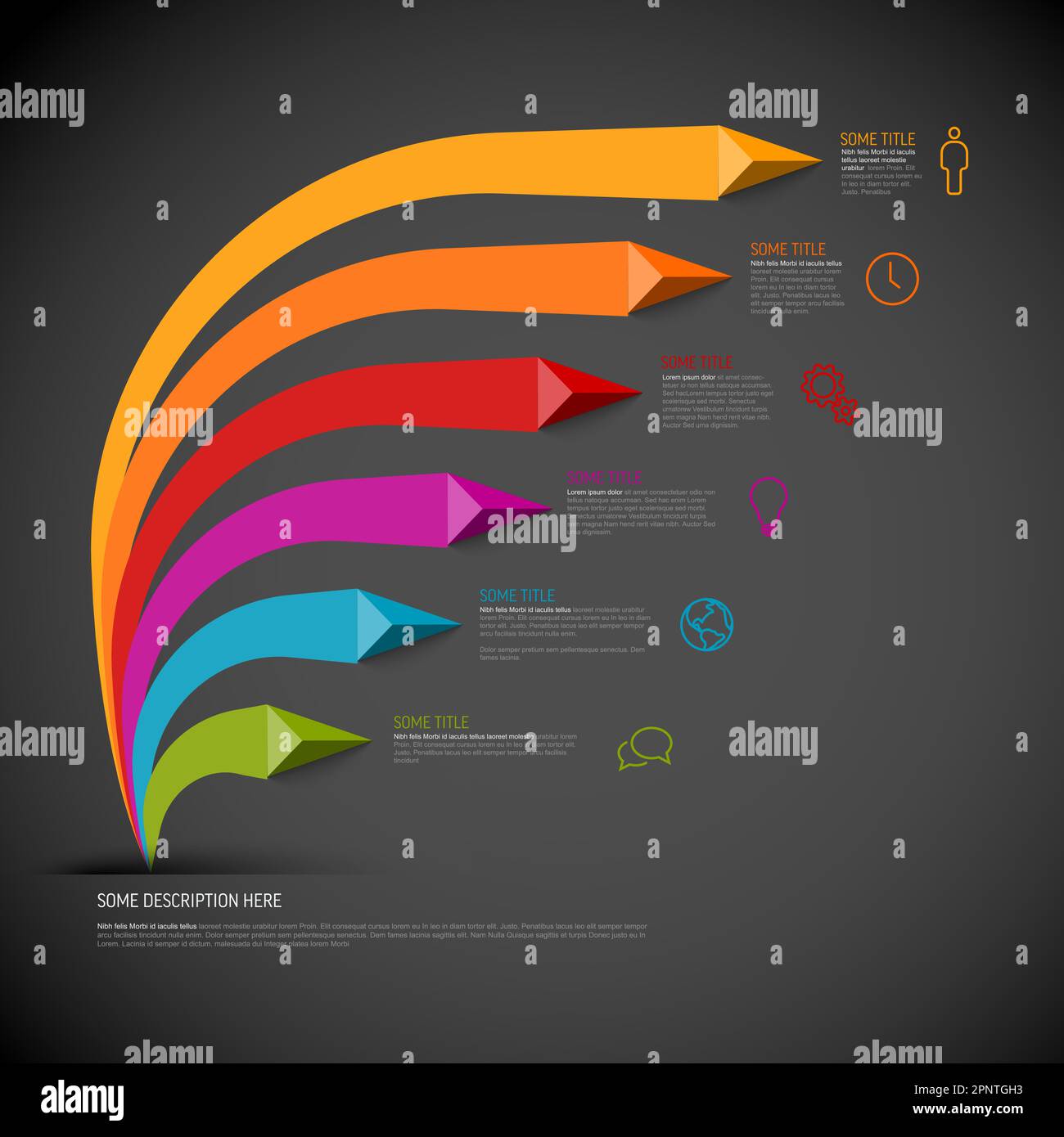 Vector dark multipurpose Infographic template with title and six ...