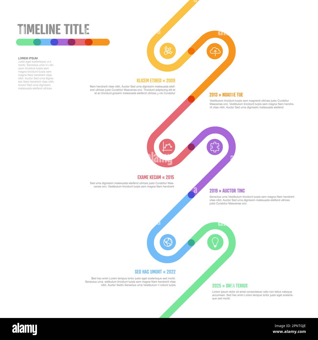 Vector Infographic Company Milestones curved vertical Timeline Template ...