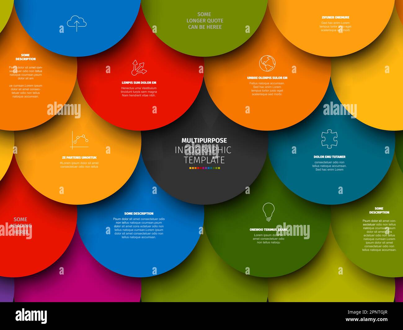 Vector Minimalist fresh color infographic report template with circle ...