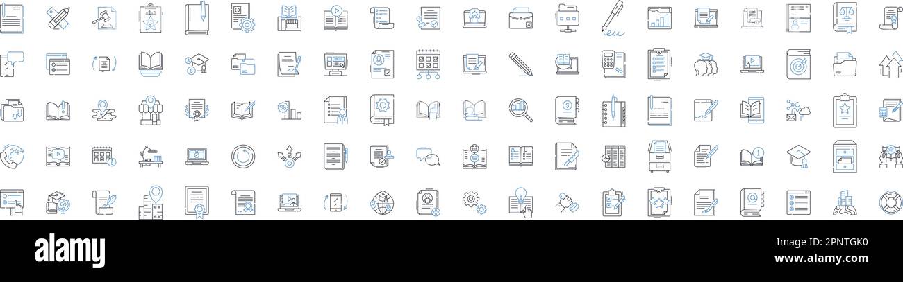 Paper goods line icons collection. Statiry, Cards, Envelopes ...