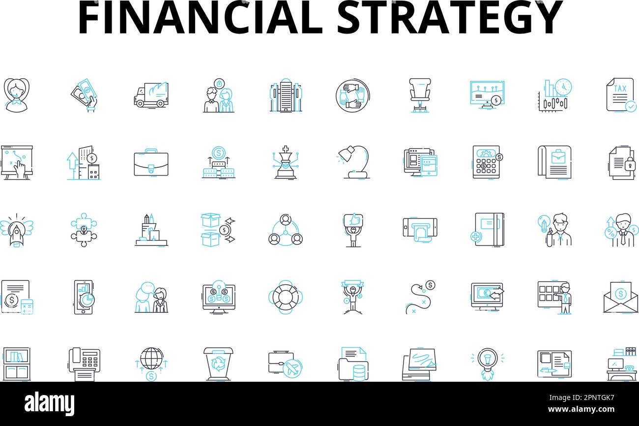 Financial strategy linear icons set. Investment, Savings, Planning ...
