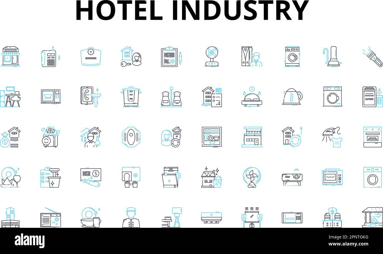 Hotel industry linear icons set. Accommodation, Hospitality, Luxury ...