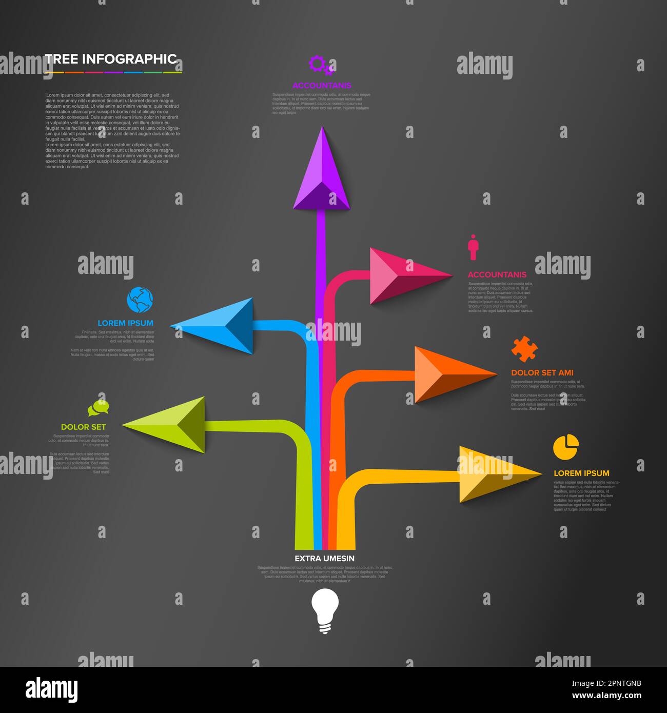 Tree infographics template with six diversity options. Multipurpose ...