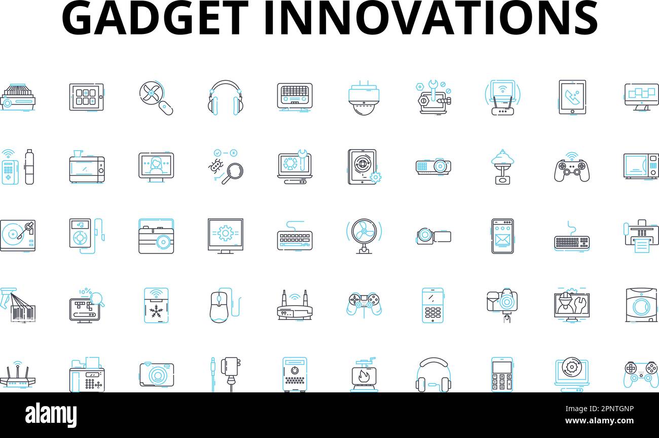 Gadget Innovations Linear Icons Set Smartwatch Augmented Virtual Automated Intelligent