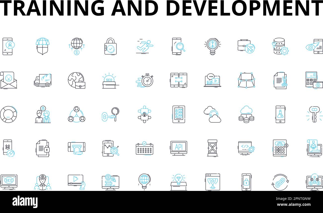 Training and development linear icons set. Growth, Performance ... Training and development linear icons set. Growth, Performance ...