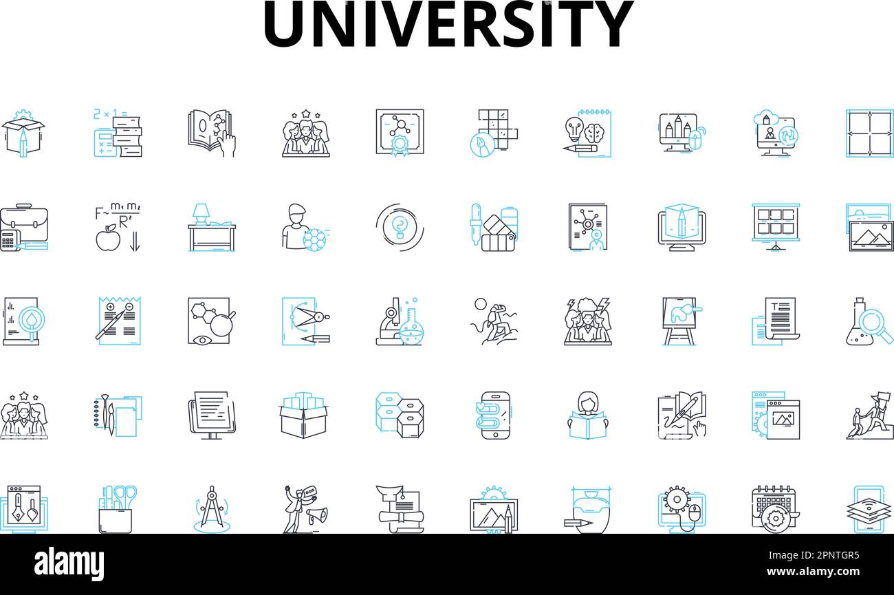 University linear icons set. Academics, Campus, Education, Student ...