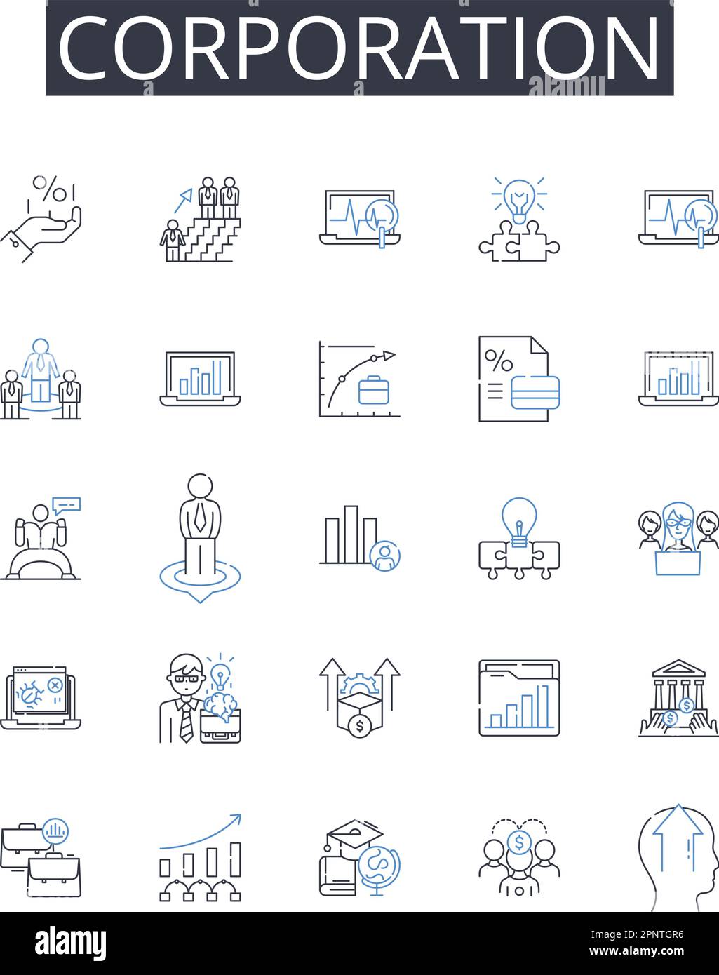 Corporation line icons collection. dventure, exploration, wilderness ...