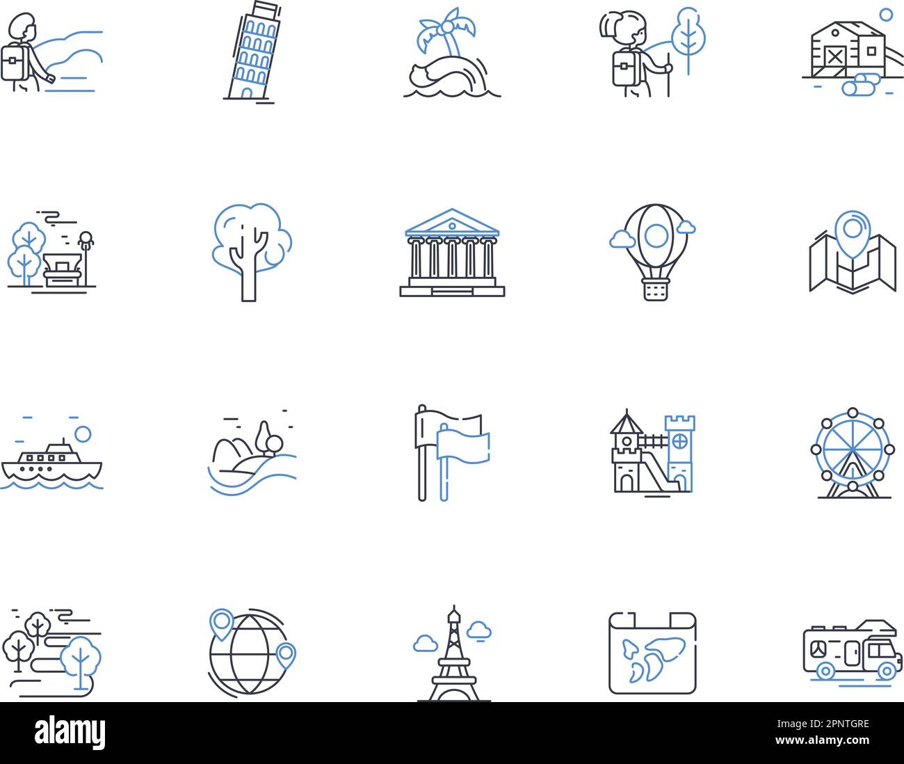 Dream destination line icons collection. Paradise, Exotic, Tropical ...