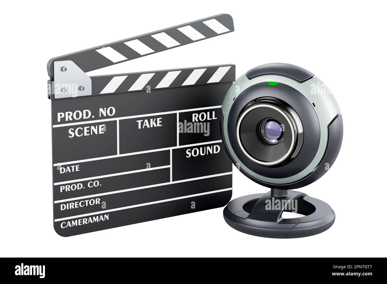Clapperboard with webcam, 3D rendering isolated on white background ...