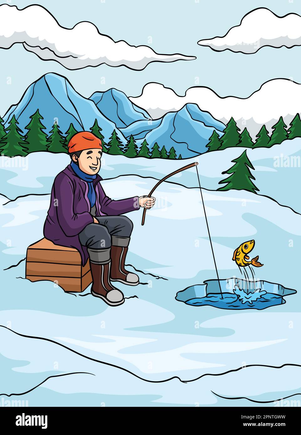 Ice Fishing Clip Art An Illustration Of A Fish In Ice Ice Fishing