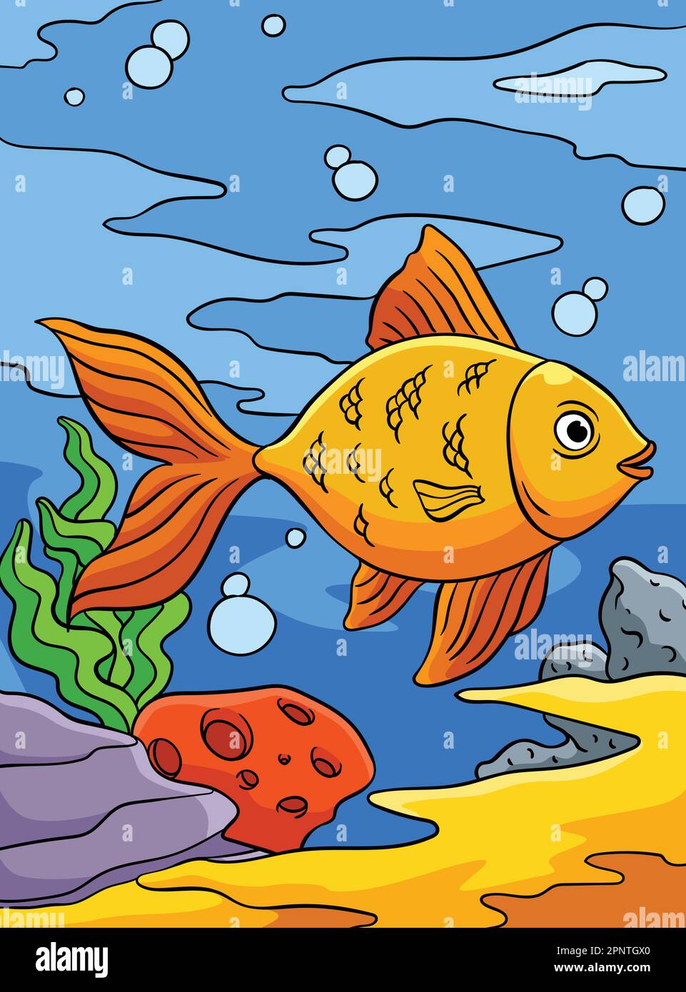 Goldfish Animal Colored Cartoon Illustration Stock Vector Image & Art ...
