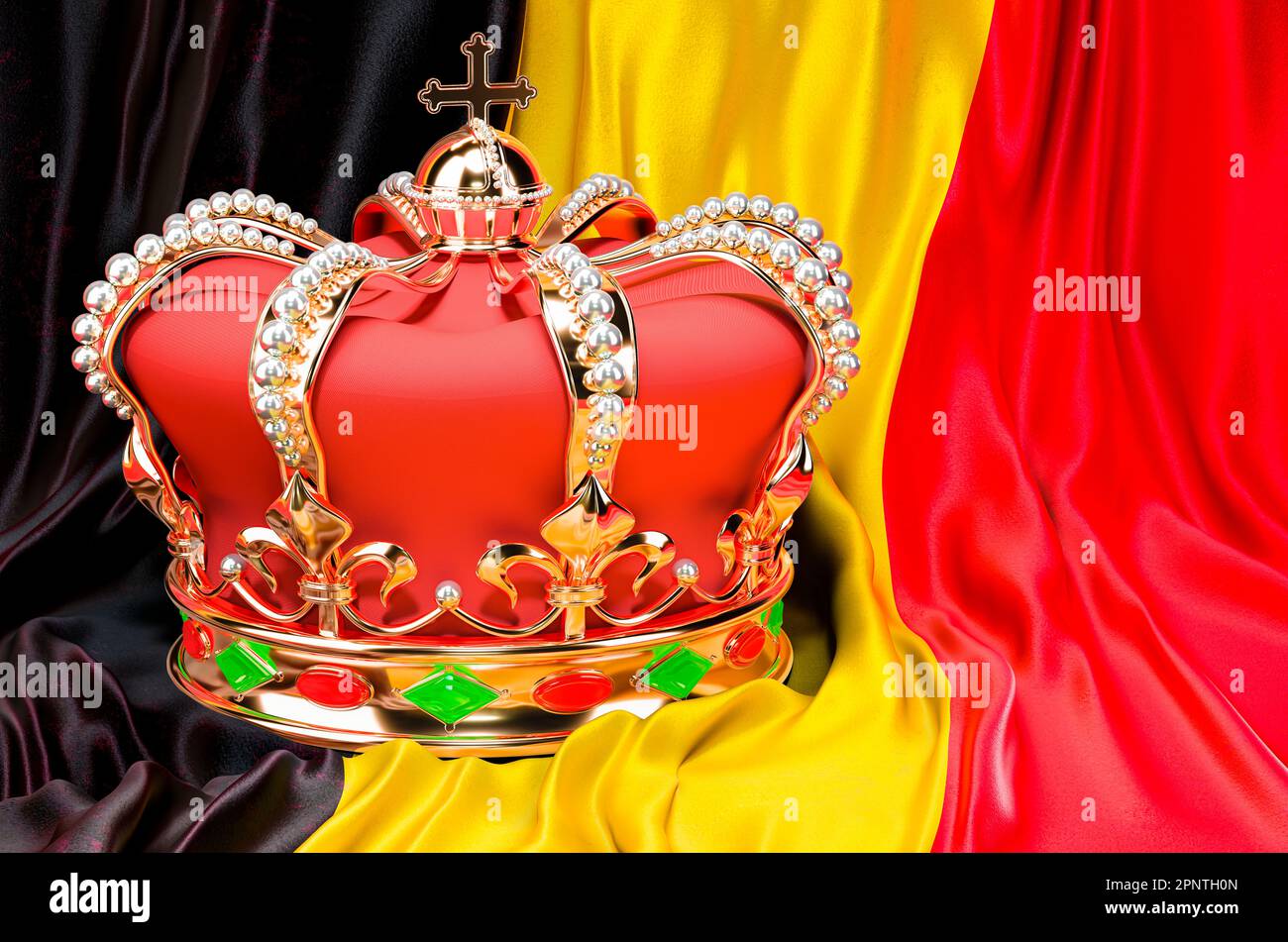 Royal golden crown with jewels on the Kingdom of Belgium flag ...