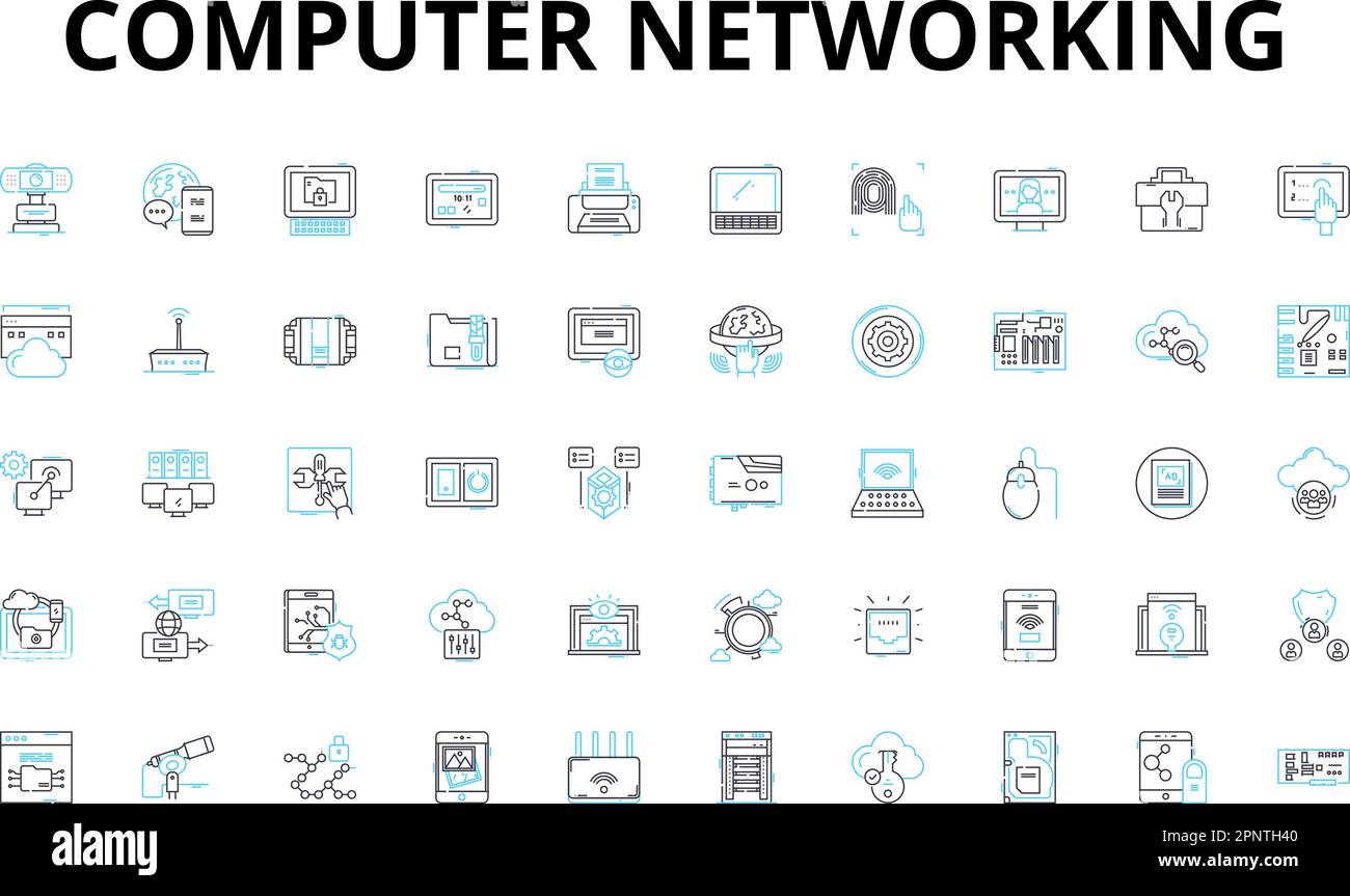 Computer Networking Linear Icons Set Router Lan Wan Ethernet Firewall Modem Dns Vector