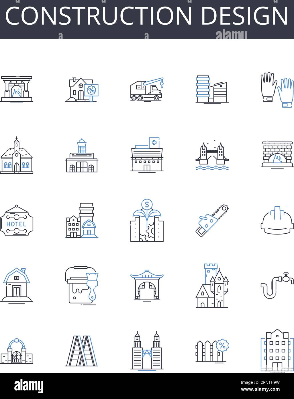 Construction design line icons collection. Immersion, Interface ...