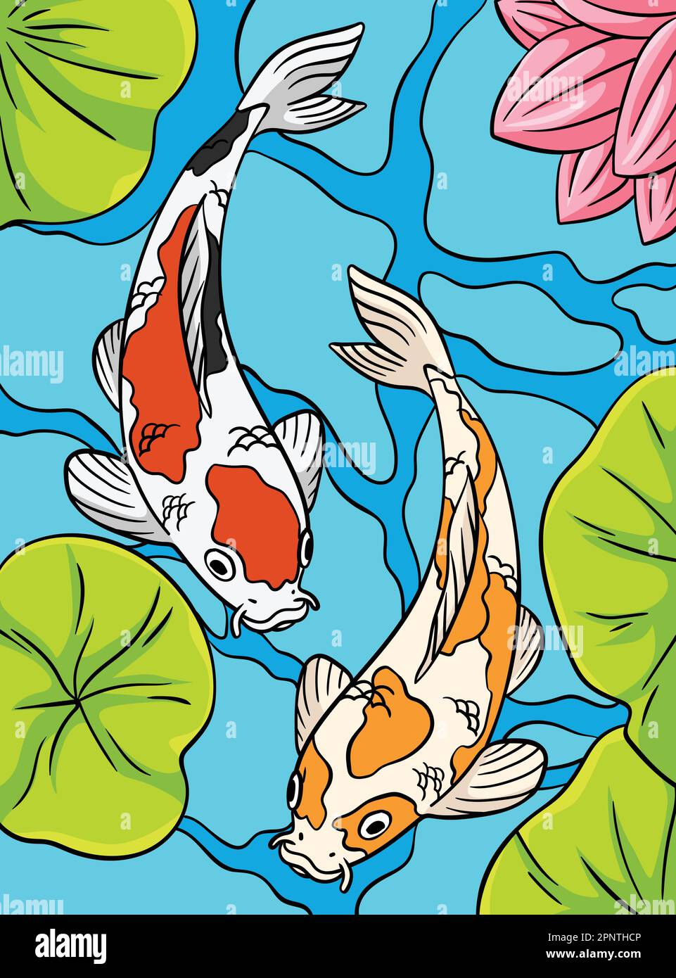 Koi Fish Colored Cartoon Illustration Stock Vector Image & Art - Alamy
