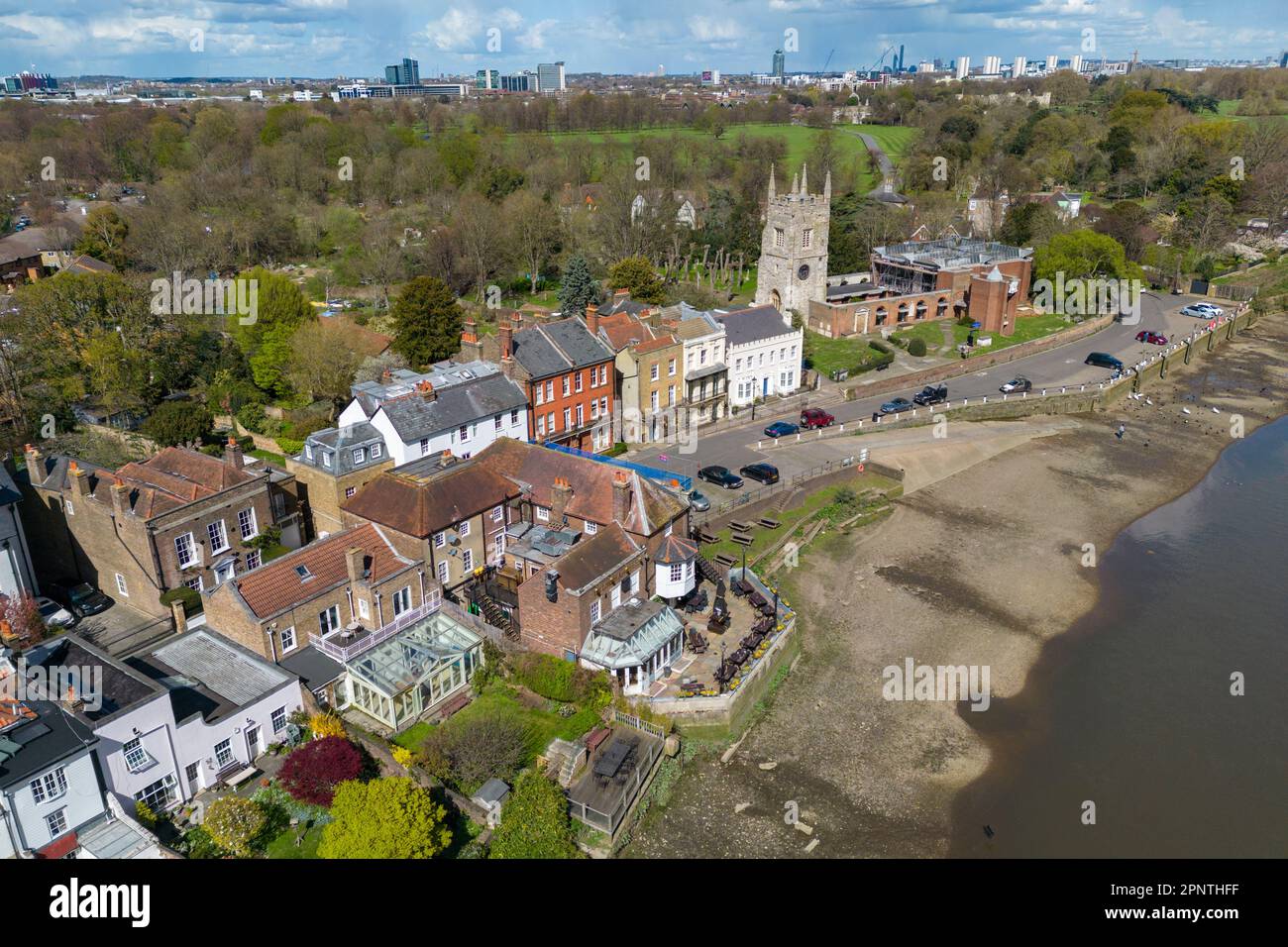 Aerial view of Isleworth River Front, the London Apprentice public ...