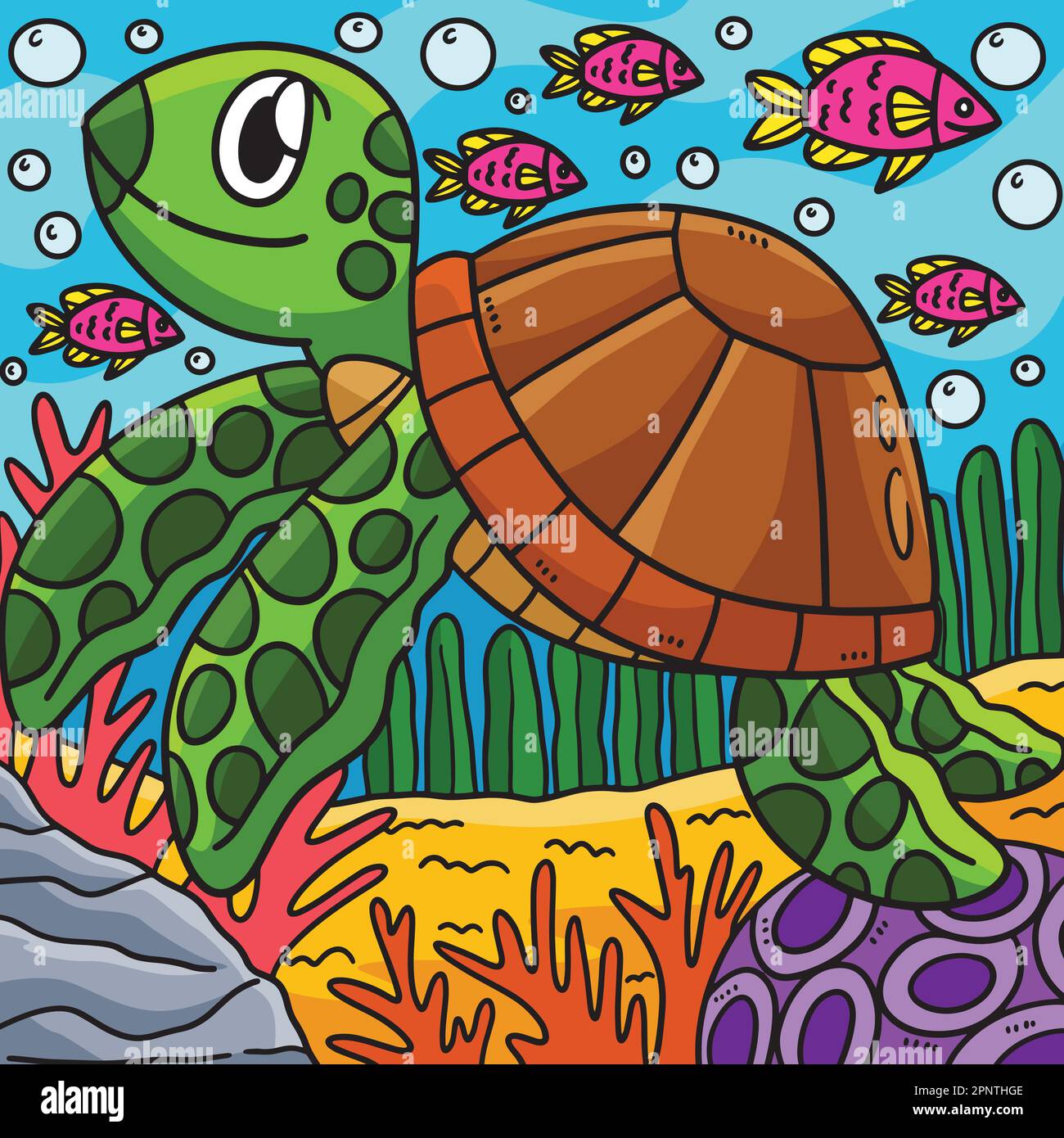 Turtle Animal Colored Cartoon Illustration Stock Vector Image & Art - Alamy