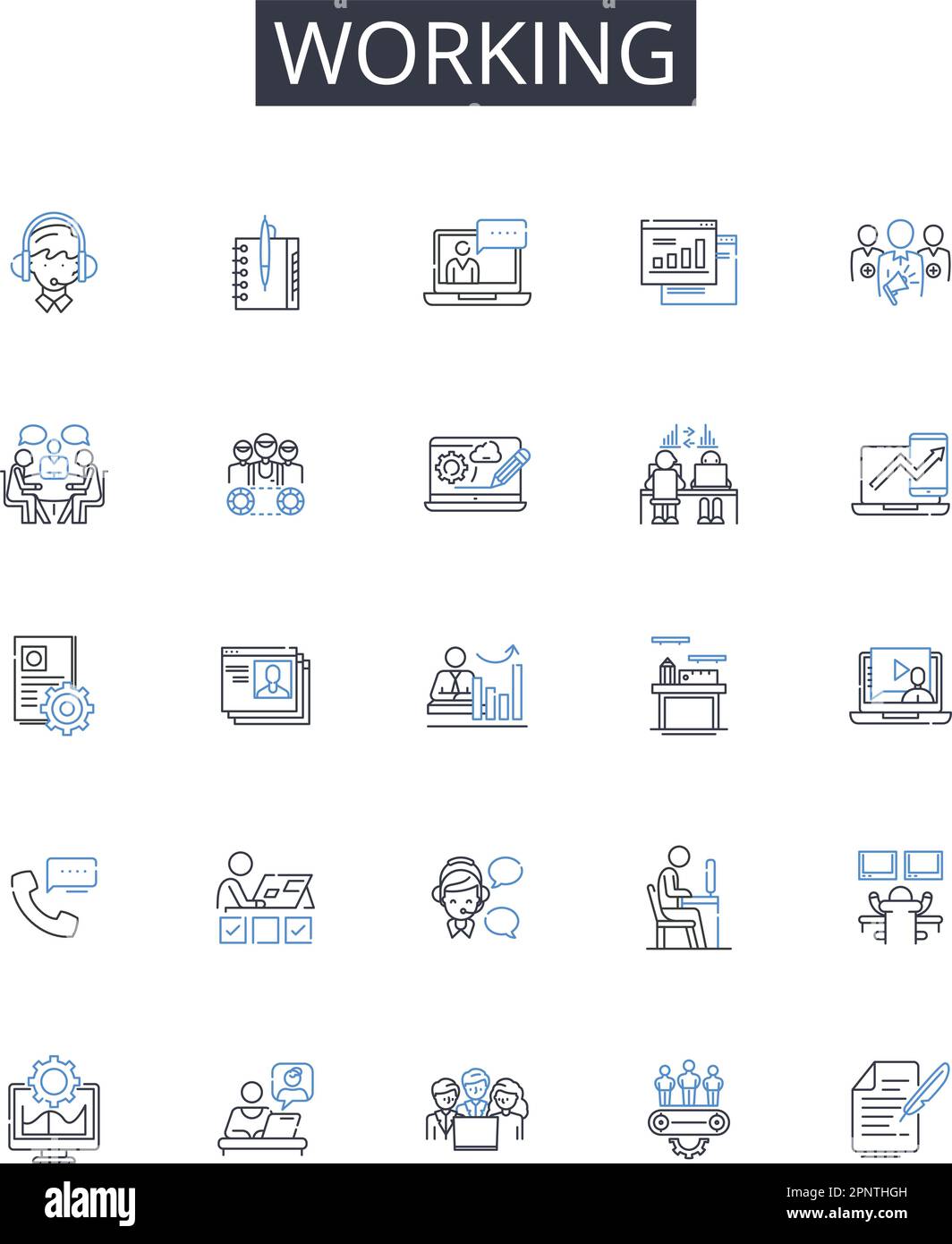 Working line icons collection. Creativity, Adobe, Typography, Branding ...