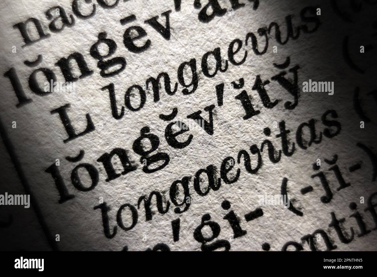 Definition of word longevity on dictionary page, close-up Stock Photo ...