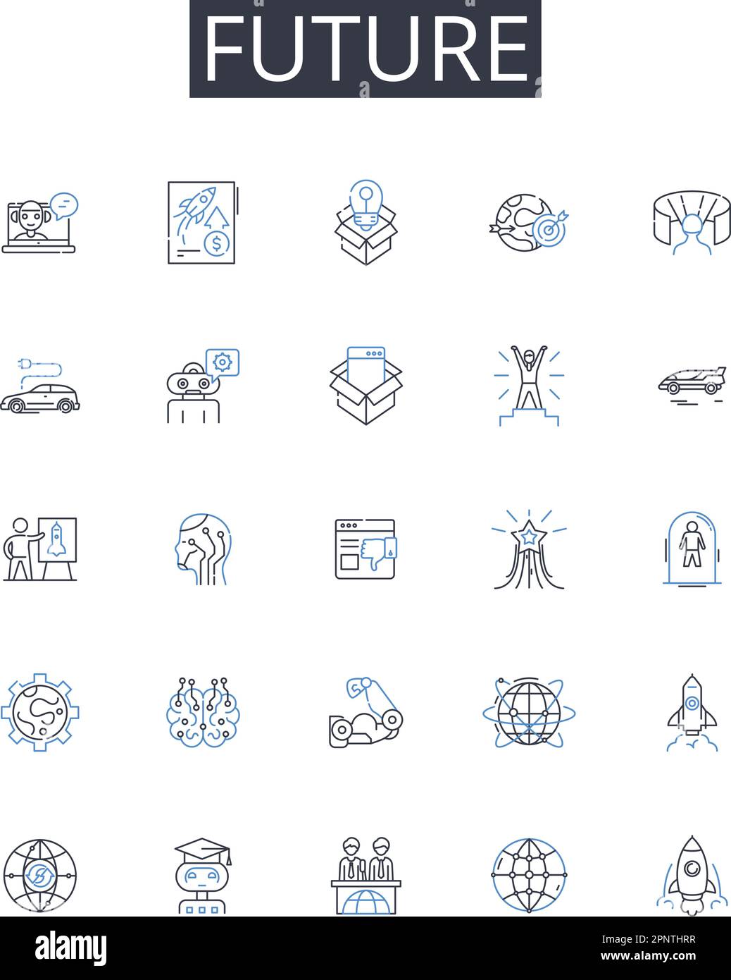 Future line icons collection. Destiny, Tomorrow, Outlook, Prospects ...