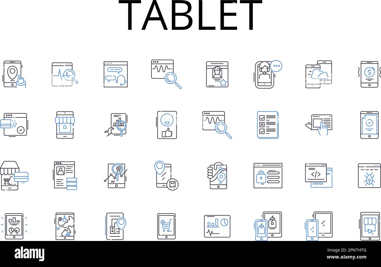 Tablet line icons collection. Gadget, Wireless, Device, Smartph, Netbook, Laptop, Computer ...