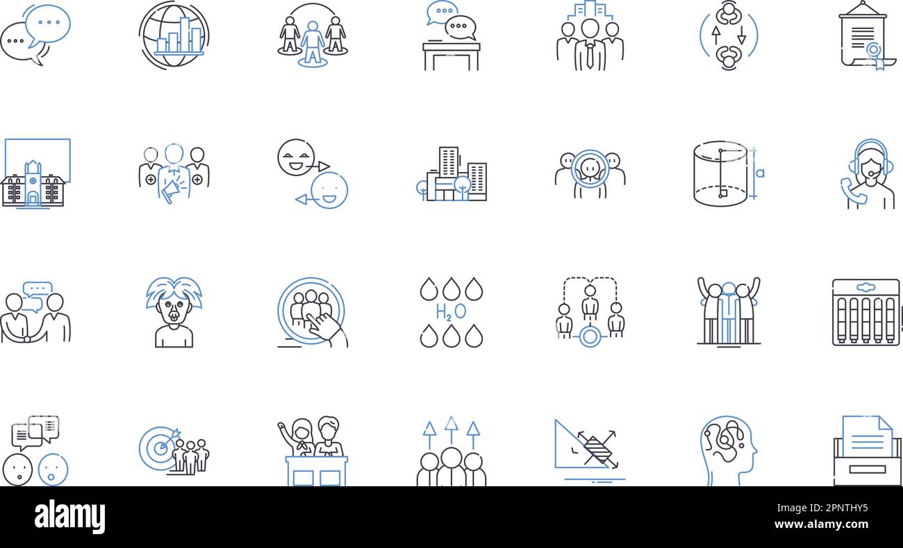 Training and coaching line icons collection. Motivation, Development ...