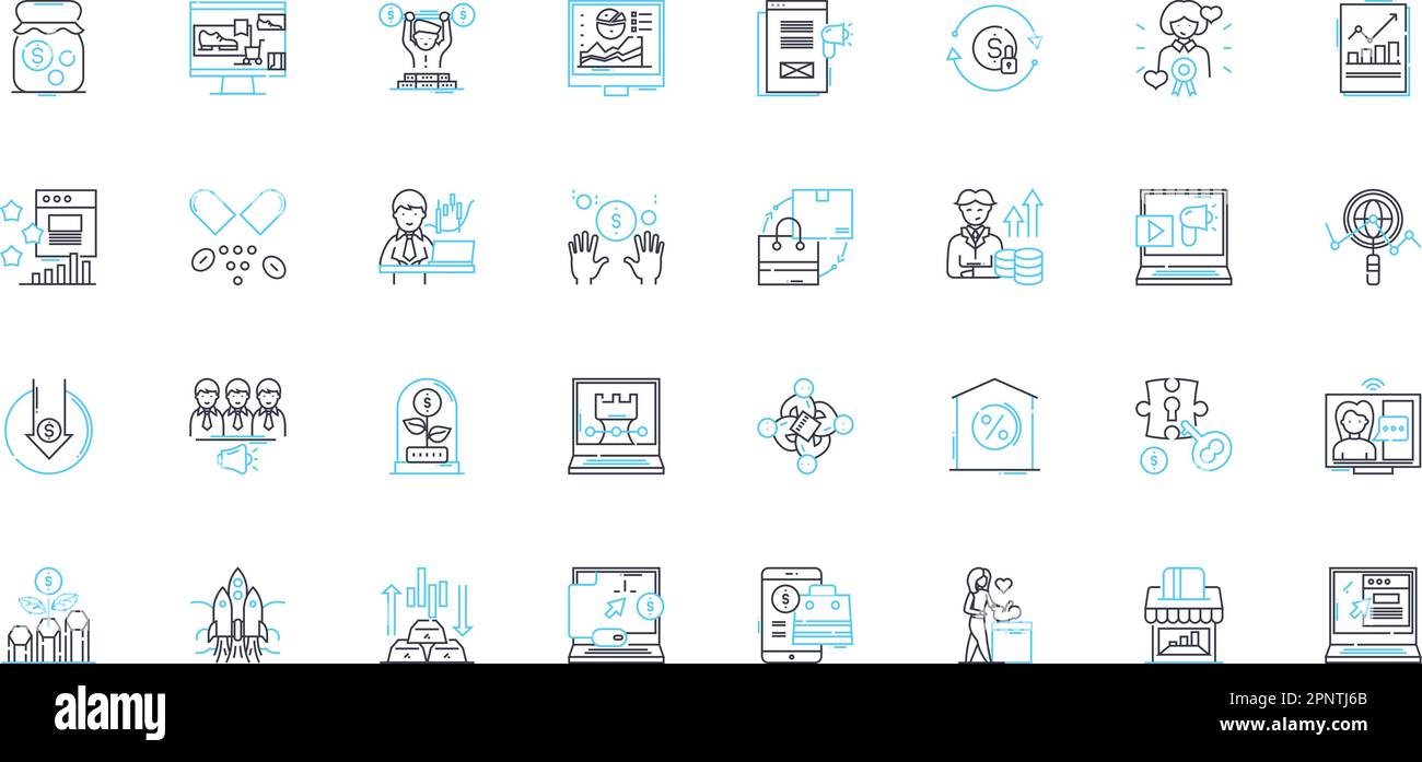 Wealth linear icons set. Prosperity, Abundance, Fortune, Riches, Assets ...