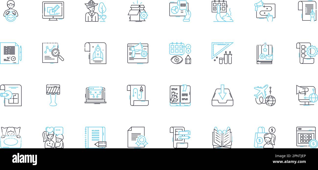 Timetable linear icons set. Schedule, Calendar, Planner, Agenda, Program, Curriculum, Roster ...