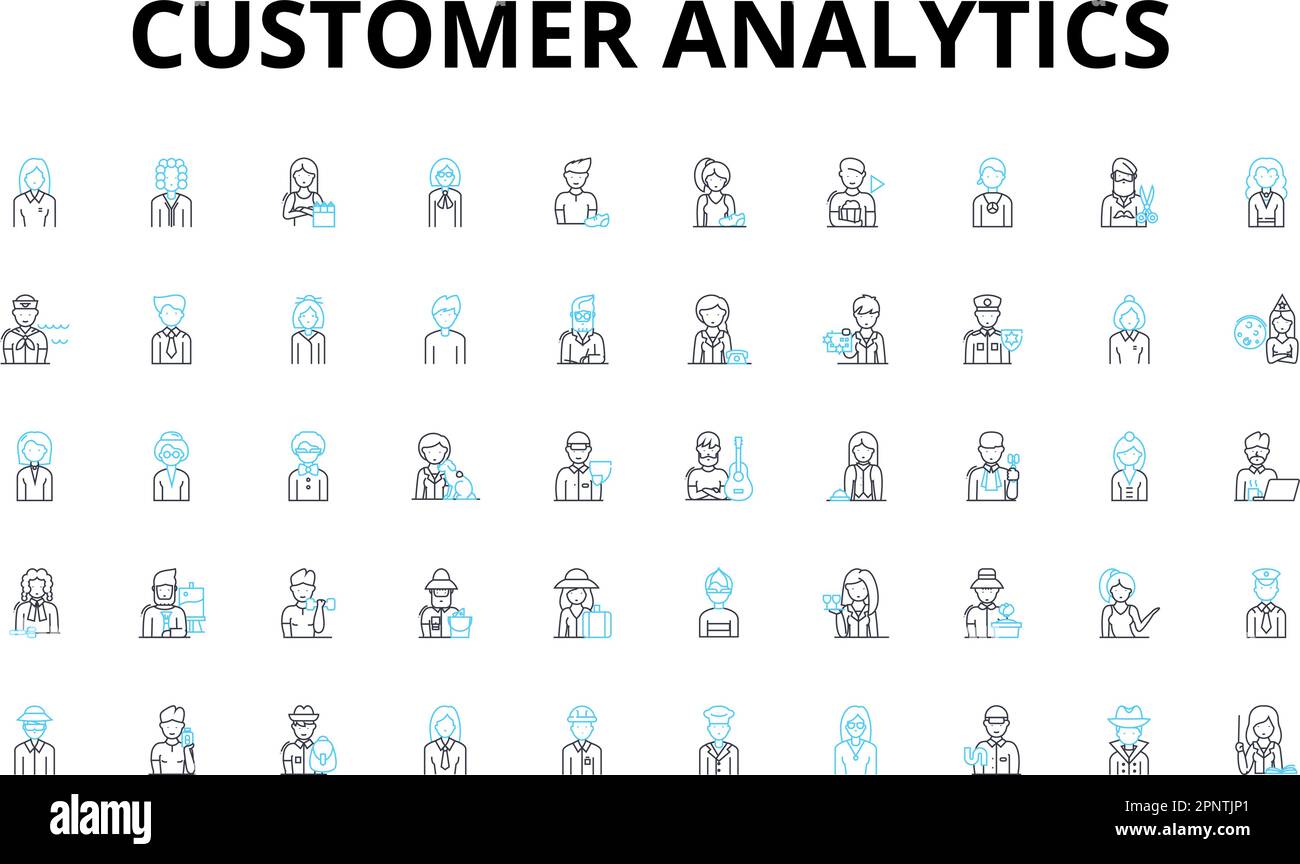 Customer analytics linear icons set. Segmentation, Insights, Retention ... Customer analytics linear icons set. Segmentation, Insights, Retention ...