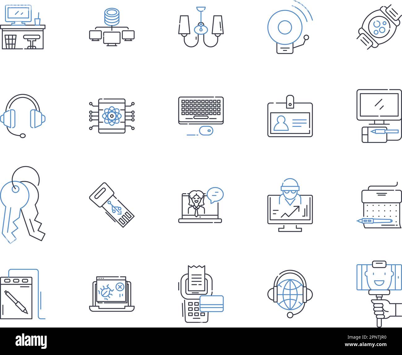 Digital line icons collection. Technology, Online, Internet, Web, Cyber ...