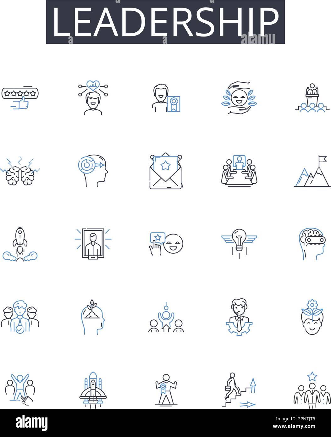 Leadership line icons collection. Management, Authority, Guidance, Command, Direction, Supremacy ...