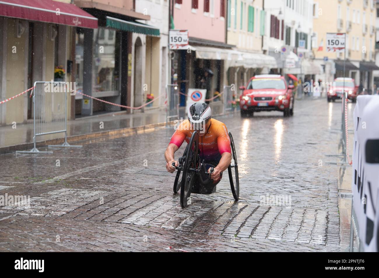 Tim De Vries of the Netherlands finishes in the rain to take 4th place, UCI World Cup ...