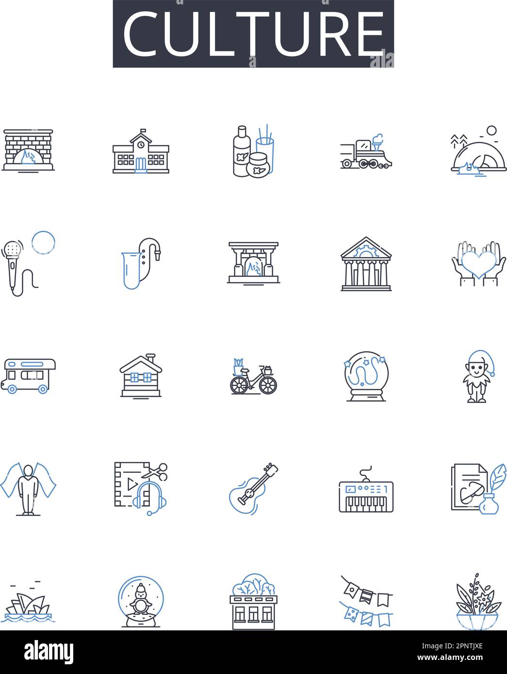 Culture line icons collection. Artistry, Customs, Tradition, Heritage ...