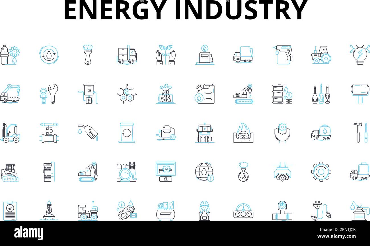 energy industry linear icons set. Renewable, Fossil, Wind, Solar, Hydro ...