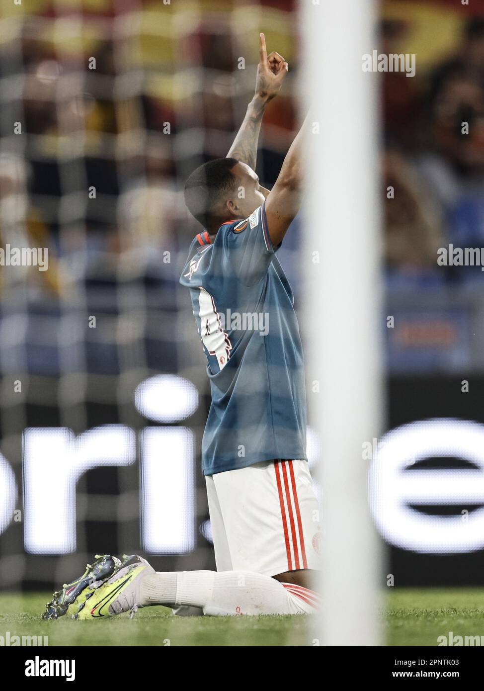 Rome, Italy. April 20, 2023. (lr) Igor Paixao of Feyenoord celebrates ...