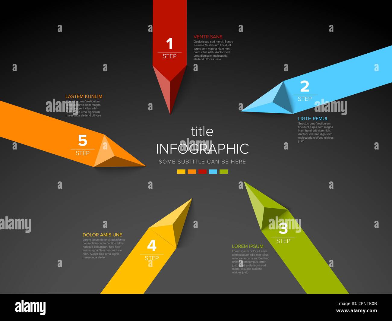 Vector dark multipurpose Infographic template made from five color big ...