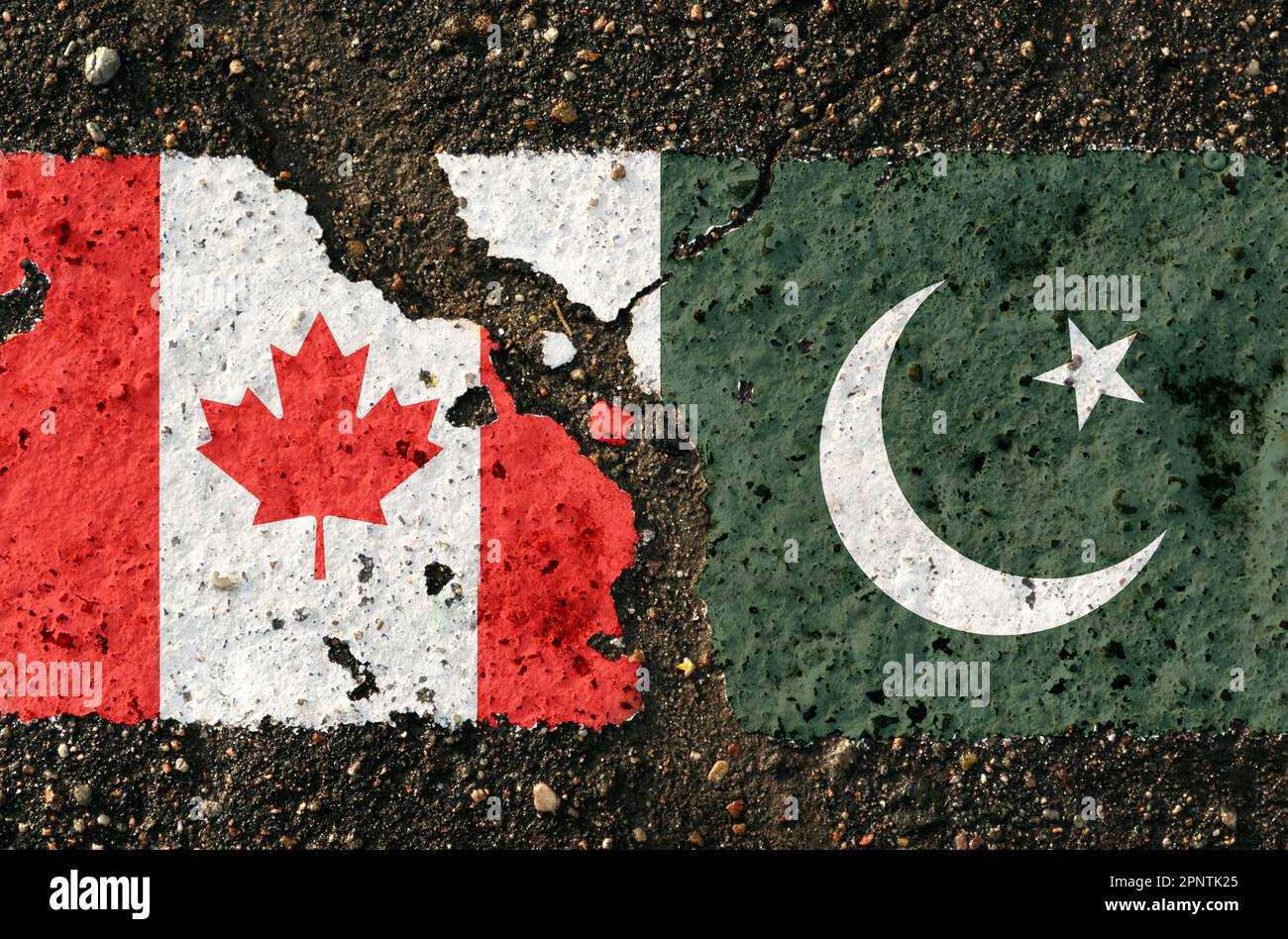 On the pavement there are images of the flags of Canada and Pakistan ...