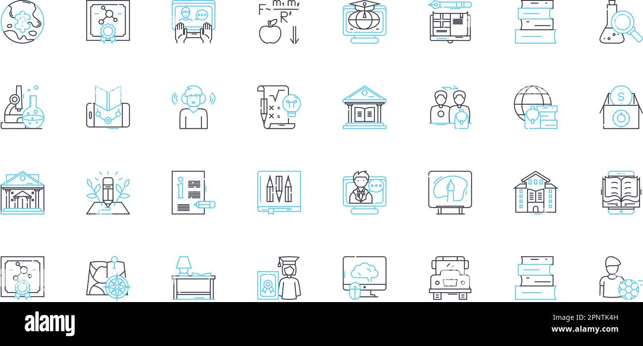 Virtual studying linear icons set. Remote, Online, Digital, Distance, E ...