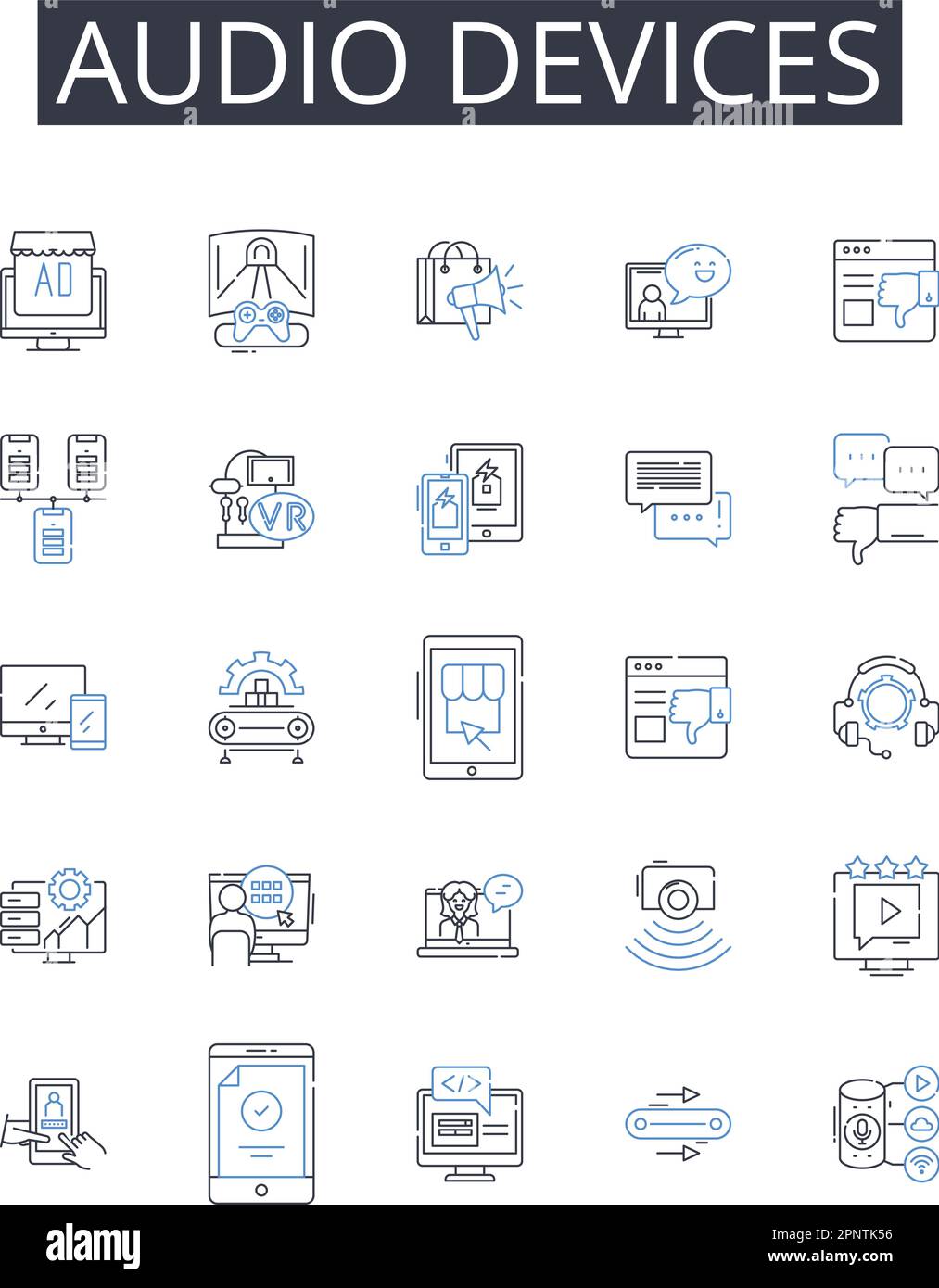 Audio devices line icons collection. Classic, Elegant, Sophisticated ...