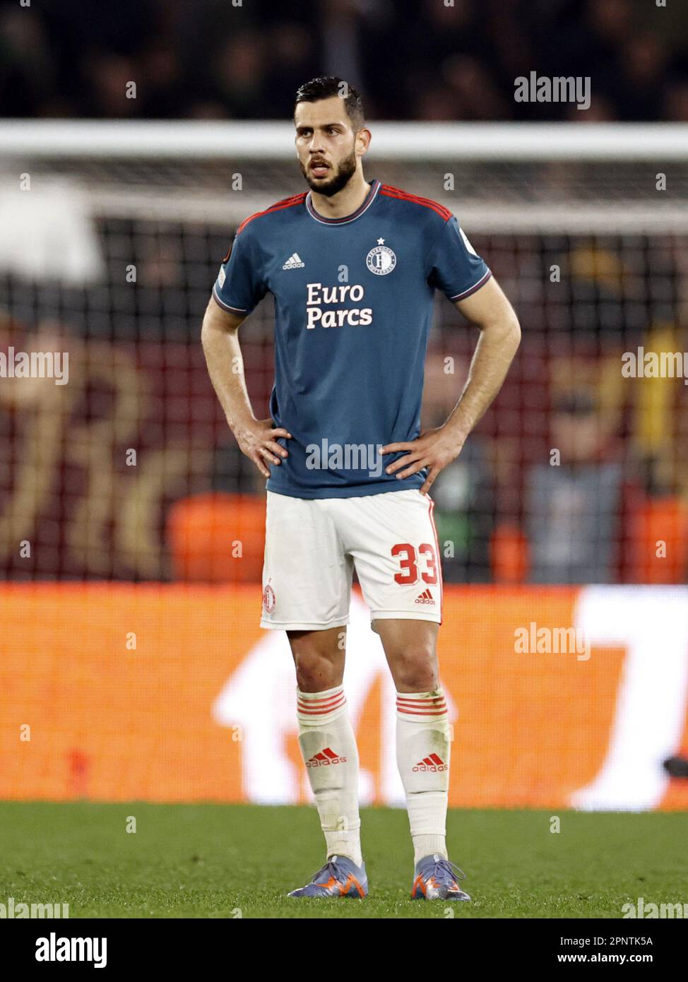 Rome, Italy. April 20, 2023. David Hancko of Feyenoord is disappointed ...