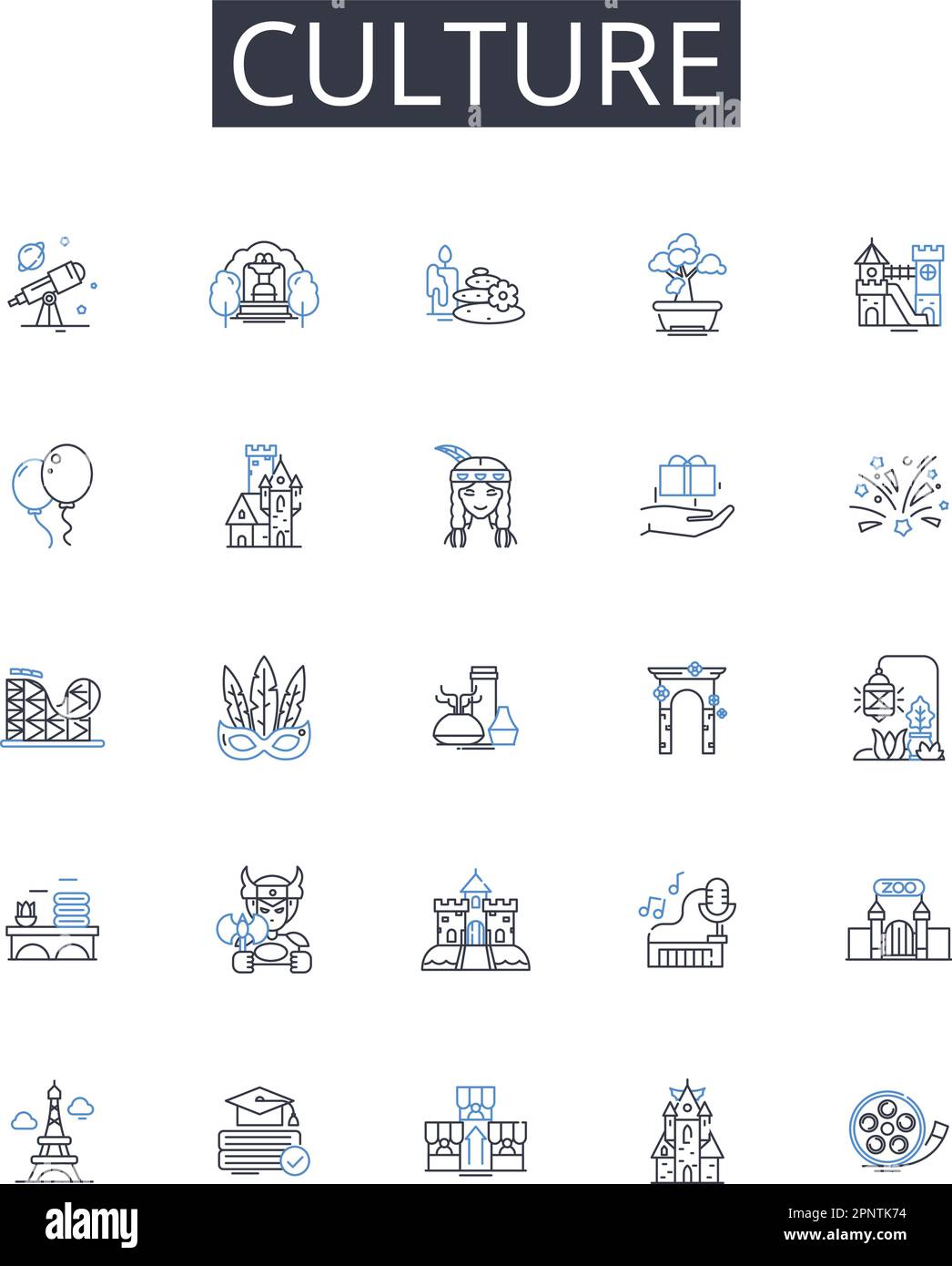 Culture line icons collection. Artistry, Customs, Tradition, Heritage ...