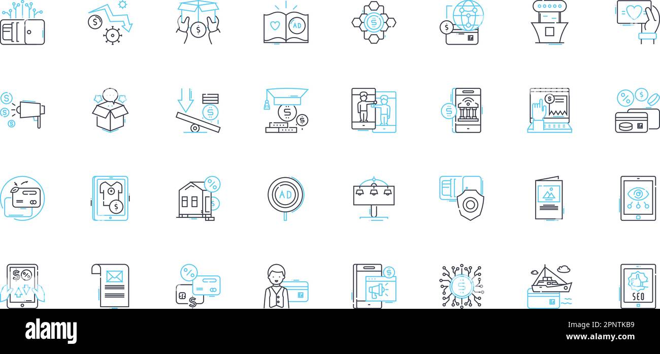 Mobile payments linear icons set. Transactions, Digital, Wallets, Contactless, Security ...
