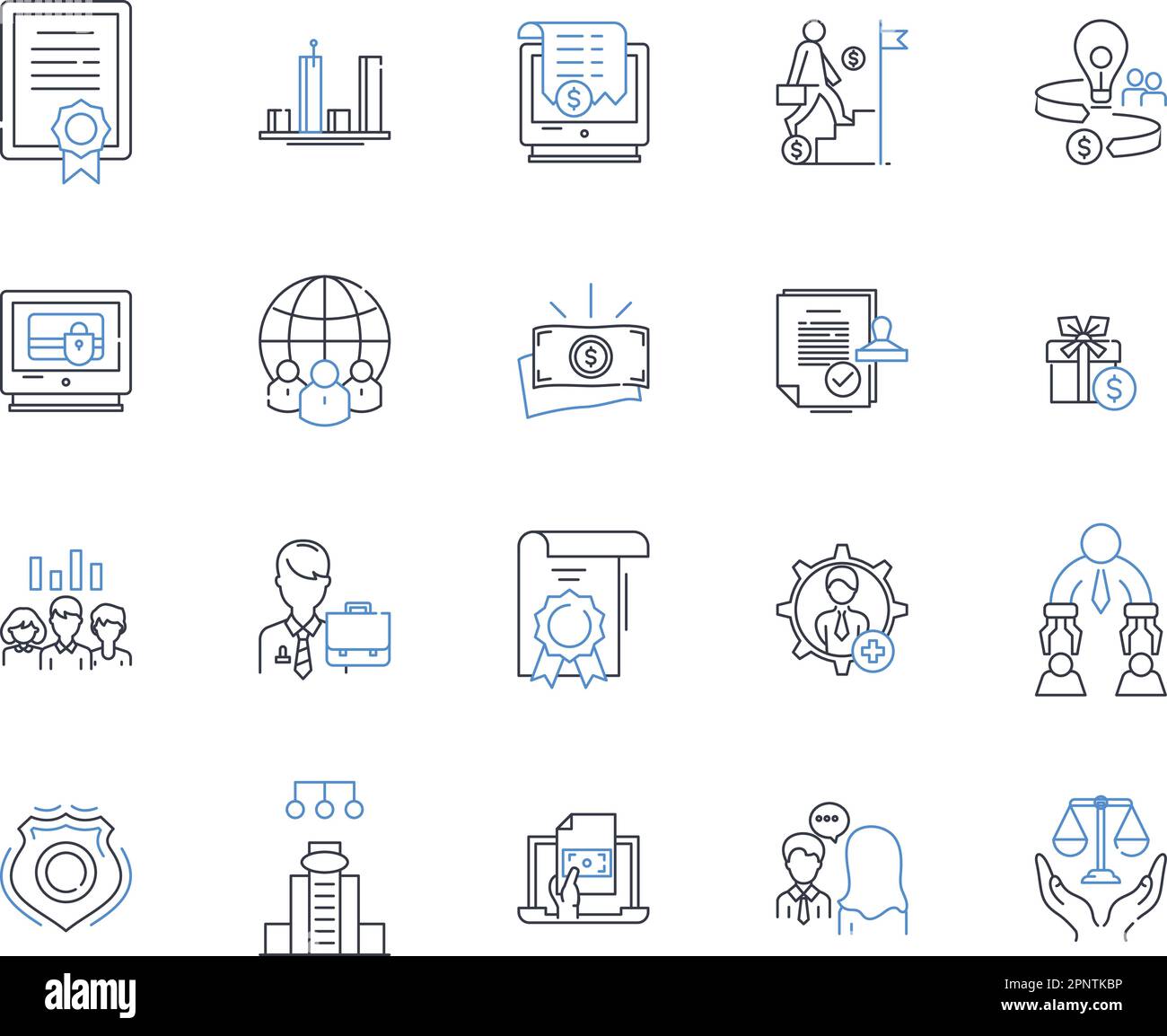 Securities industry line icons collection. Stocks, Bonds, Securities ...