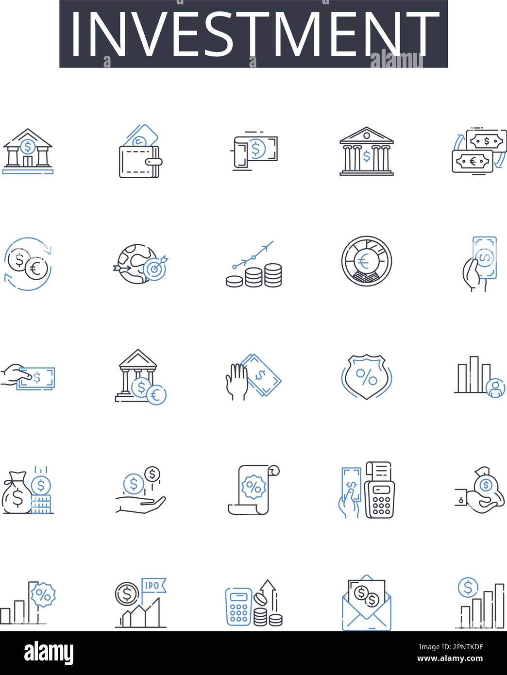Investment line icons collection. Deployment, Integration, Reporting ... Investment line icons collection. Deployment, Integration, Reporting ...