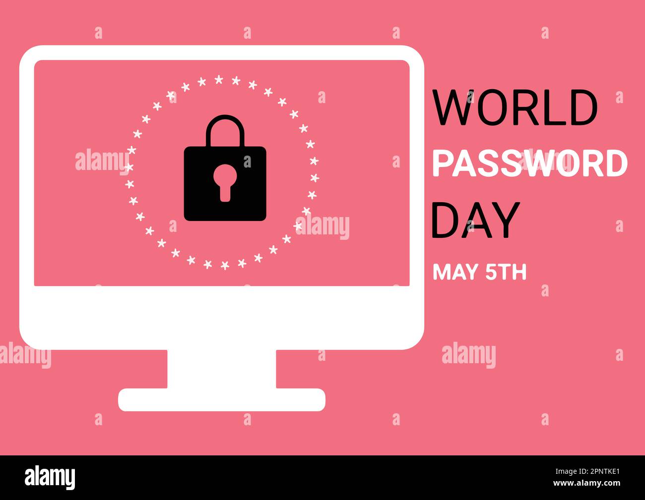 World Password Day concept. Lock on computer monitor screen. May 5Th ...