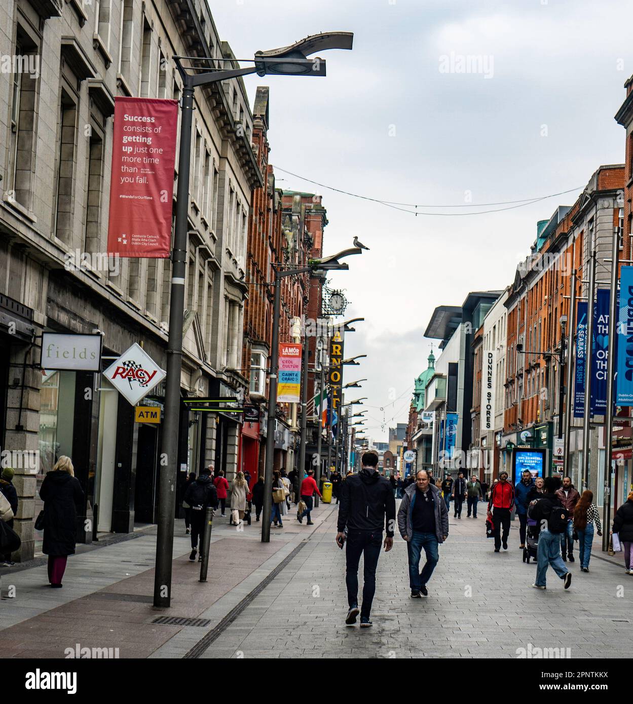 Henry Street in Dublin, one of Ireland's busiest shopping streets, a ...