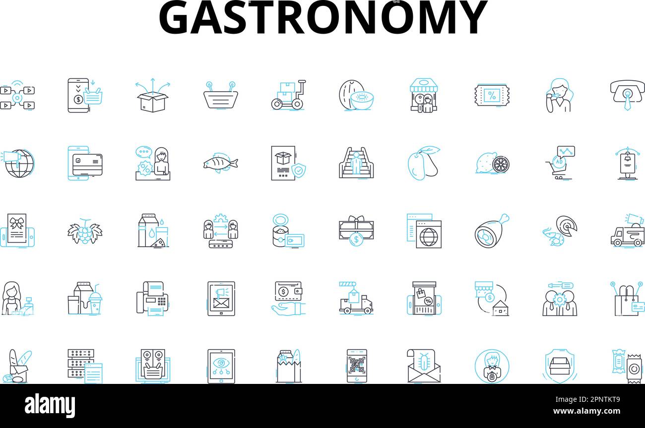 Gastronomy linear icons set. Cuisine, Food, Culinary, Gourmet, Savory ...